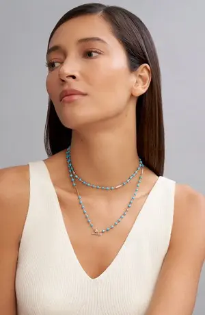 Lagos Caviar Icon Bead Dual Layer Necklace - Turquoise