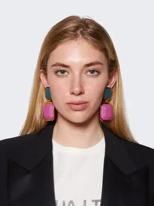 Saint Laurent Octagon Clip-on Earrings - Blue