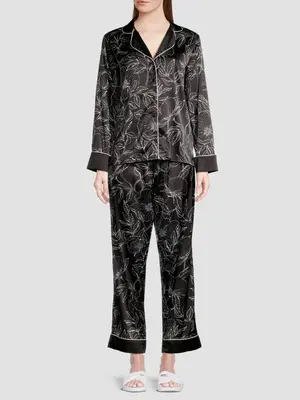 AVERIE Leaf Print Long Pajama Set