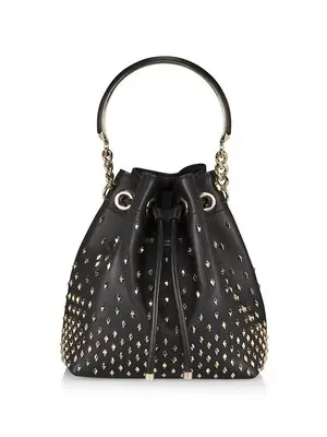 JIMMY CHOO Jimmy Choo Bon Bon Studded Leather Bucket Bag - Black