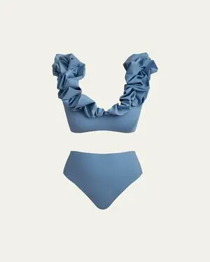 MAYGEL CORONEL Lucila High-rise Two-piece Swimsuit - Steel Blue