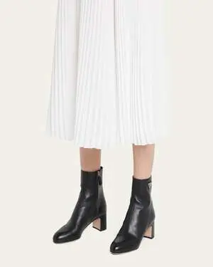 Prada Leather Ankle Booties - Nero