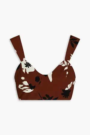 RACIL Nandi Floralprint Crepe De Chine Bra Top - Brown