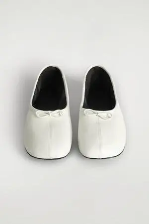 Cos Leather Ballet Flats - White