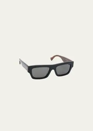 Gucci Men's Rectangle Acetate Sunglasses With Logo 001 Black