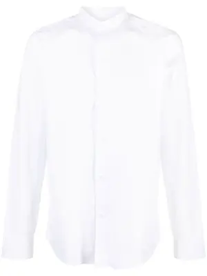 FURSAC Collarless Long-sleeve Cotton Shirt
