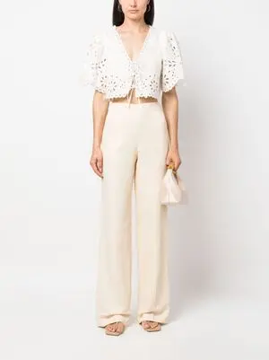 TWINSET Mid-rise Wide-leg Trousers - Neutrals