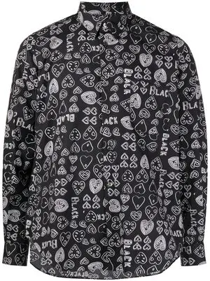 Comme Des Garçons Heart-print Cotton Shirt