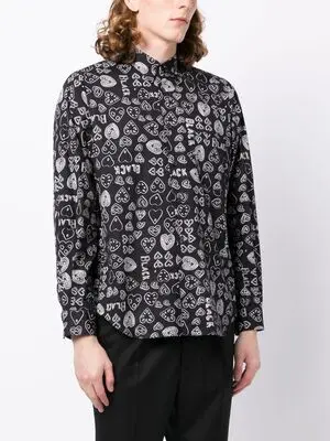 Comme Des Garçons Heart-print Cotton Shirt