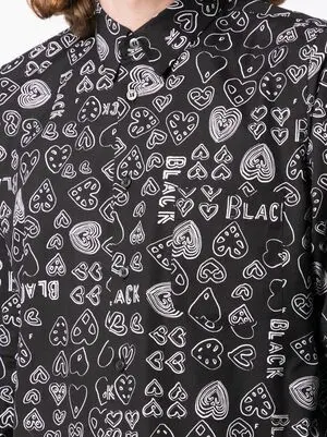 Comme Des Garçons Heart-print Cotton Shirt