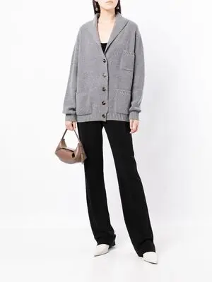 Cashmere In Love Knitted Cardigan With Shawl Lapels - Grey