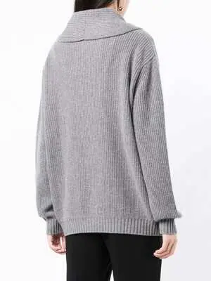 Cashmere In Love Knitted Cardigan With Shawl Lapels - Grey
