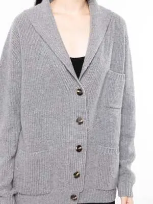 Cashmere In Love Knitted Cardigan With Shawl Lapels - Grey