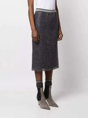 Brunello Cucinelli Sequin-embellished Midi Skirt