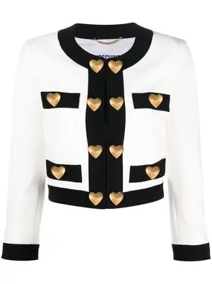 Moschino Heart-embellished Cropped Jacket - White
