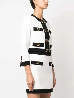 Moschino Heart-embellished Cropped Jacket - White