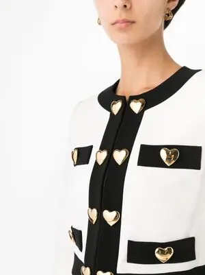 Moschino Heart-embellished Cropped Jacket - White