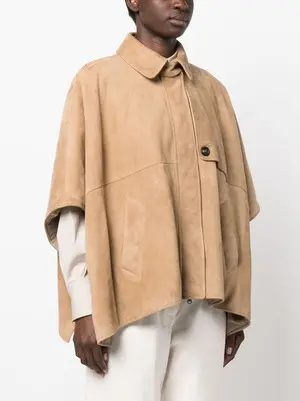 Brunello Cucinelli Half-sleeve Short Suede Cape
