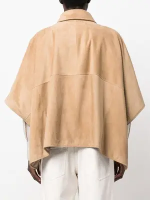 Brunello Cucinelli Half-sleeve Short Suede Cape