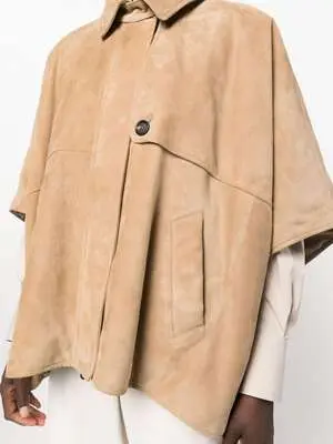 Brunello Cucinelli Half-sleeve Short Suede Cape