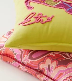 Etro Pegaso Embroidered Cotton Cushion