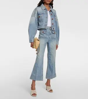 Zimmermann Raie Cropped Denim Jacket