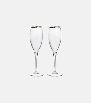 Balenciaga Set Of Two Champagne Flute Glasses - Silver