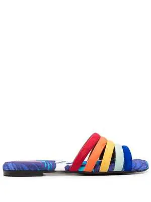 La DoubleJ Cotton-chevron Slides - Blue