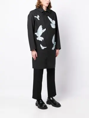 3.PARADIS Bird-print Cotton Trench Coat