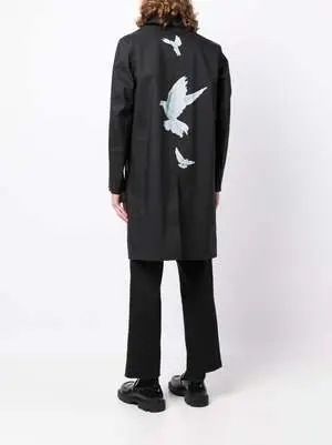 3.PARADIS Bird-print Cotton Trench Coat
