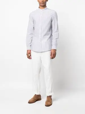 Brunello Cucinelli Long-sleeve Striped Buttoned Shirt - White