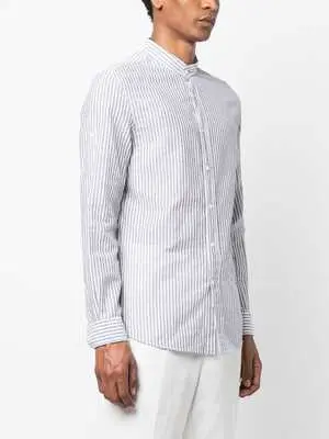 Brunello Cucinelli Long-sleeve Striped Buttoned Shirt - White
