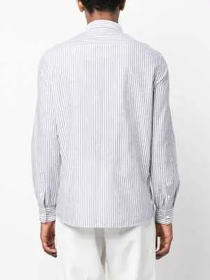 Brunello Cucinelli Long-sleeve Striped Buttoned Shirt - White