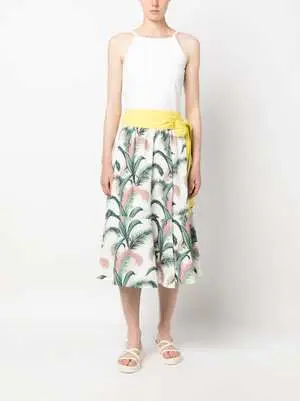 Maison Kitsuné Leaf-print Tiered Skirt