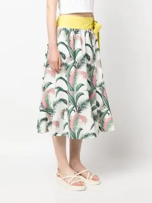 Maison Kitsuné Leaf-print Tiered Skirt