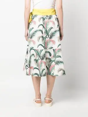 Maison Kitsuné Leaf-print Tiered Skirt