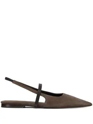 Brunello Cucinelli Suede Sling-back Flats - Brown