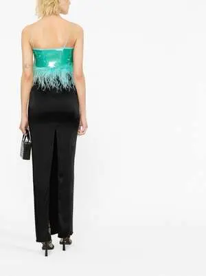 Giuseppe Di Morabito Crystal-embellished Feather-trim Top - Blue