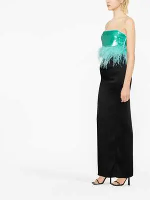 Giuseppe Di Morabito Crystal-embellished Feather-trim Top - Blue