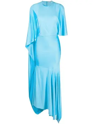 Stella McCartney Cape-sleeve Asymmetric Maxi Dress