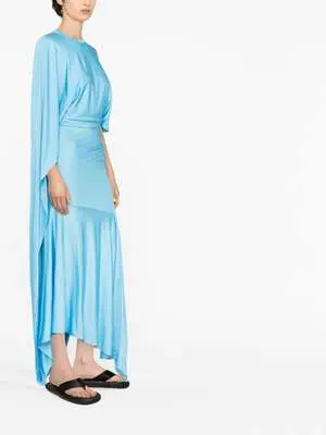 Stella McCartney Cape-sleeve Asymmetric Maxi Dress