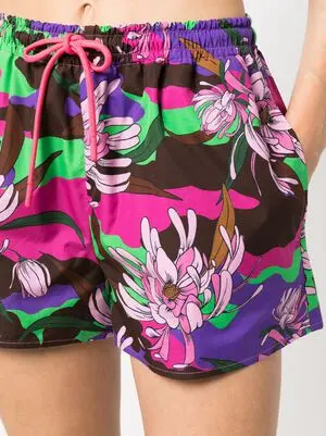 Moncler Floral-print Thigh-length Shorts - Pink