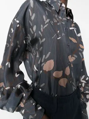 Brunello Cucinelli Leaf-print Silk Shirt