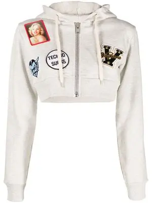Vaquera Patch-detail Cotton Cropped Hoodie
