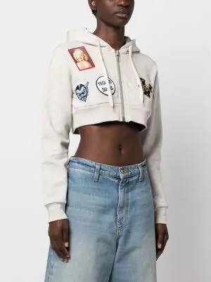 Vaquera Patch-detail Cotton Cropped Hoodie