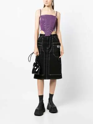 GROUND ZERO Panelled Denim Midi Skirt
