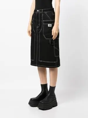 GROUND ZERO Panelled Denim Midi Skirt