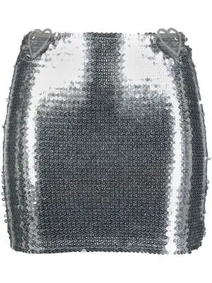 NENSI DOJAKA Heart Cut-out Sequined Miniskirt - Silver