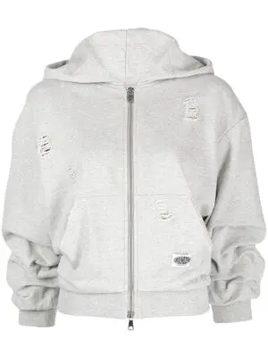 GROUND ZERO Distressed Zip-front Hoodie