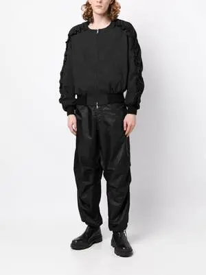 Random Identities Ruched Zip-up Bomber Jacket
